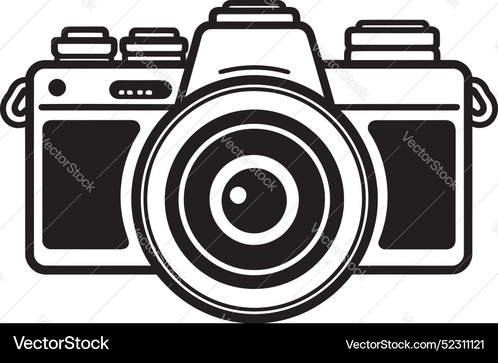 Clicking around a modern camera silhouette Vector Image