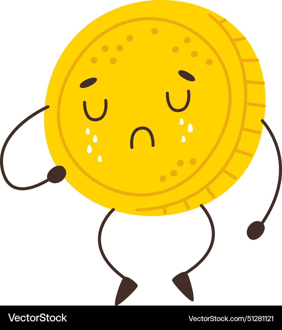 Coin sad character Royalty Free Vector Image - VectorStock