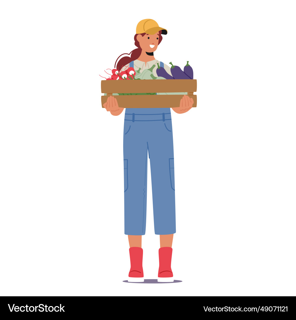 Diligent Farmer weibliche Charakter stolz halten Vektorbild