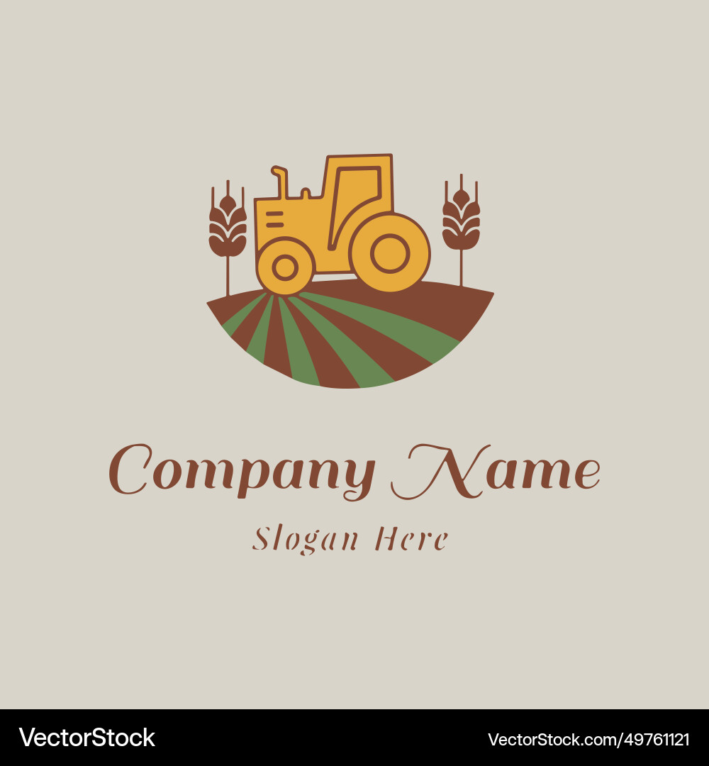 Farm logo template with landscape Royalty Free Vector Image