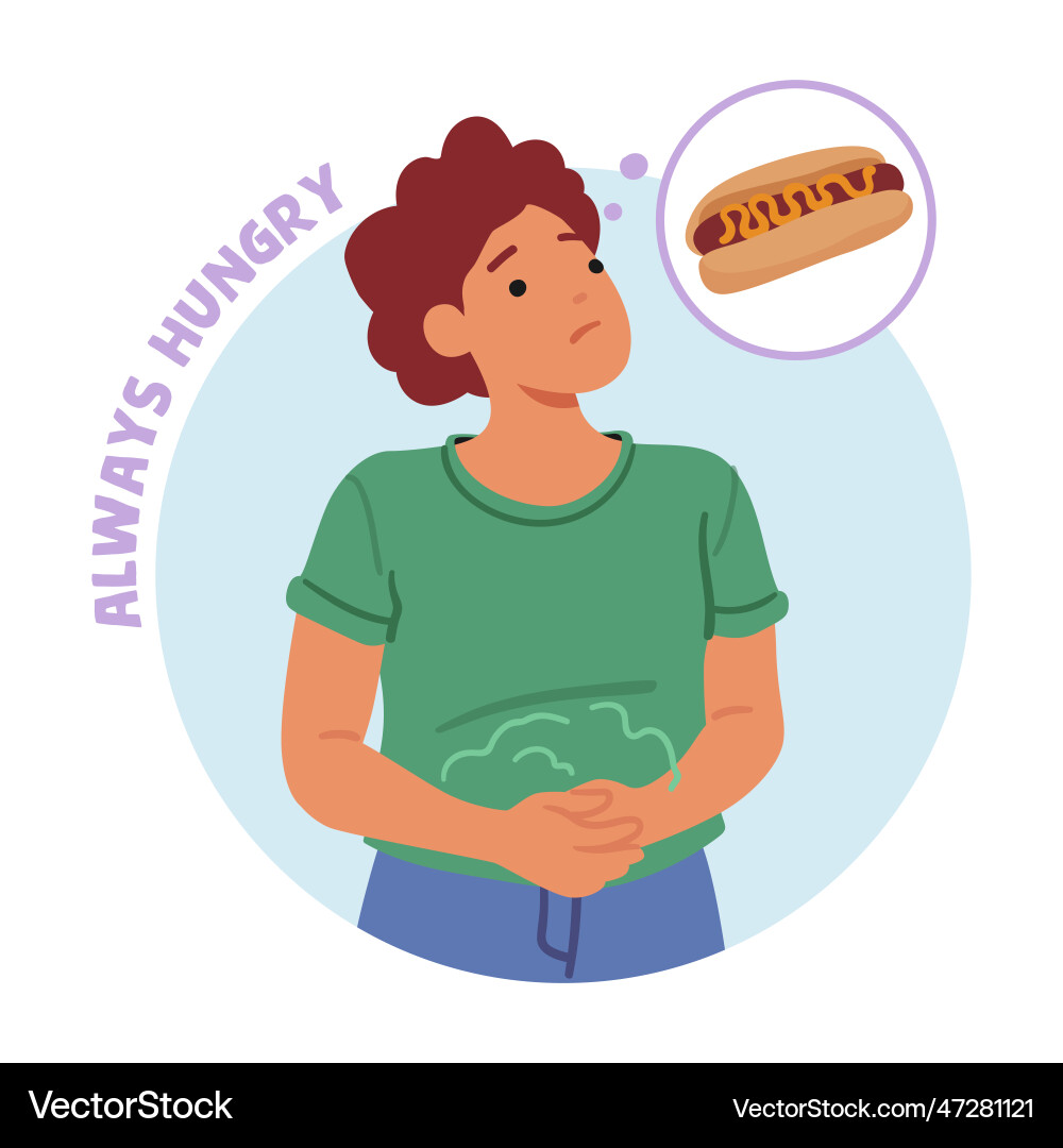 Female character feel constant hunger is common Vector Image
