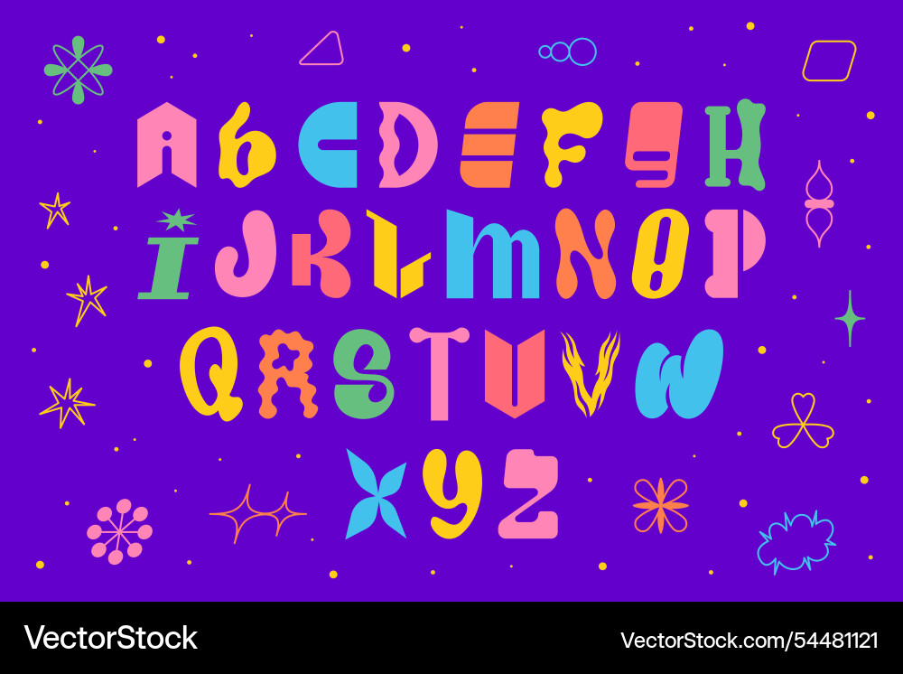 Font shape funky logo figure alphabet typeface Vector Image