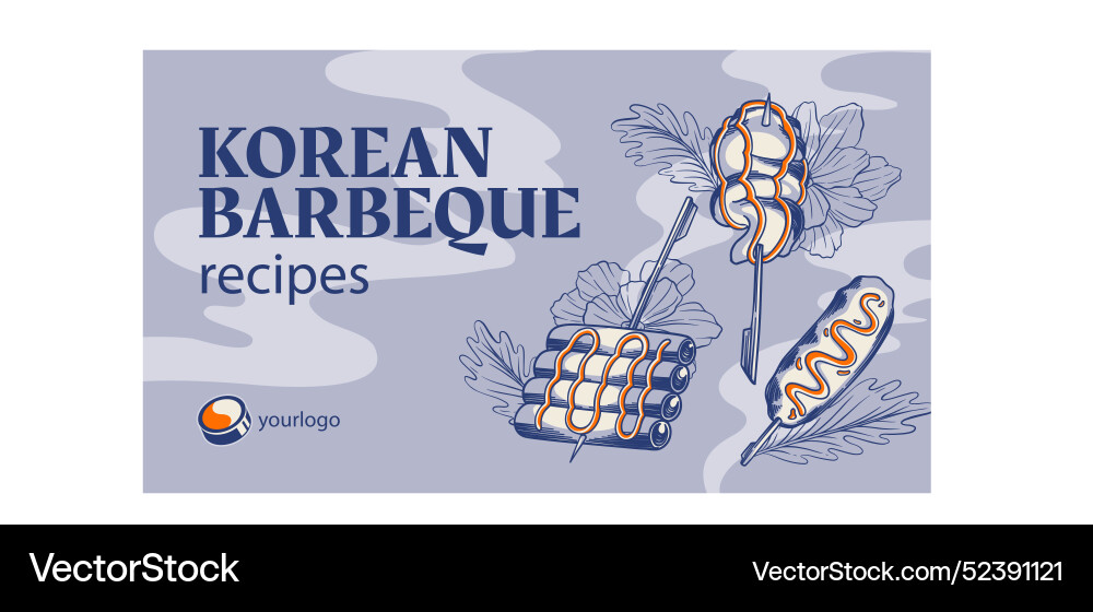 Hand drawn korean restaurant youtube thumbnail Vector Image