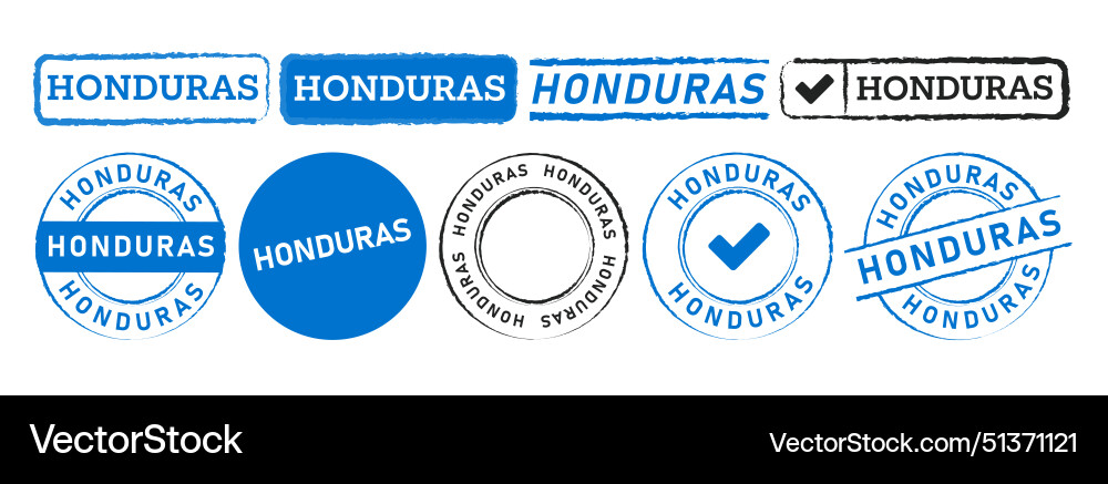 Honduras rectangle and circle stamp label sticker Vector Image