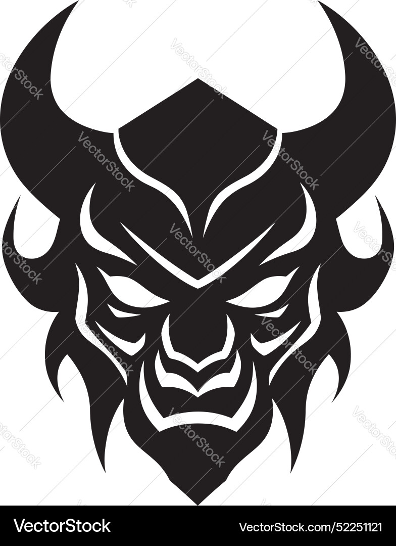 Oni head silhouette modern black logo dark Vector Image