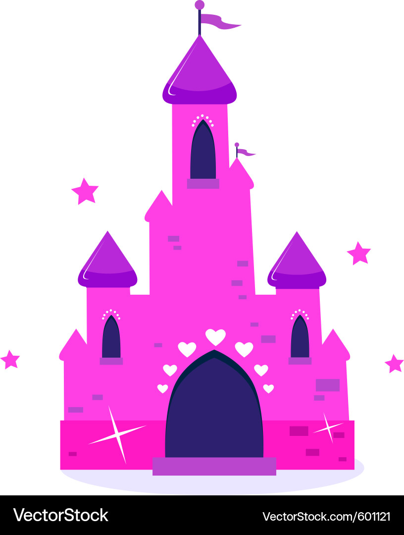 Pink princess cartoon castle isolated on white Vector Image
