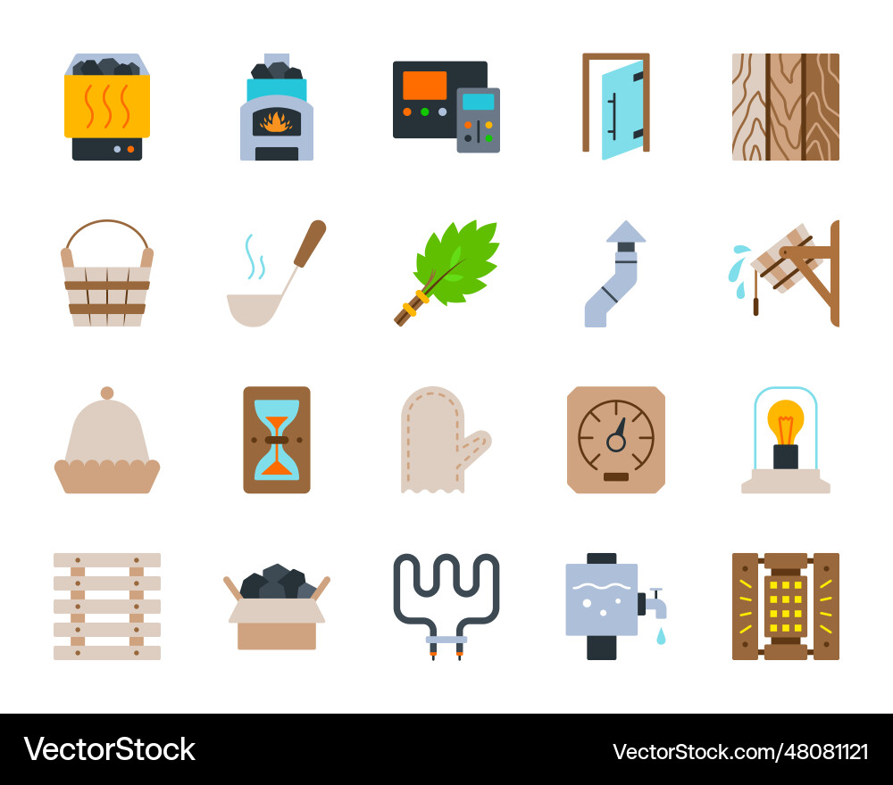 Saunaausstattung Badehaus Spa Dampfbad wohnung Vektorbild