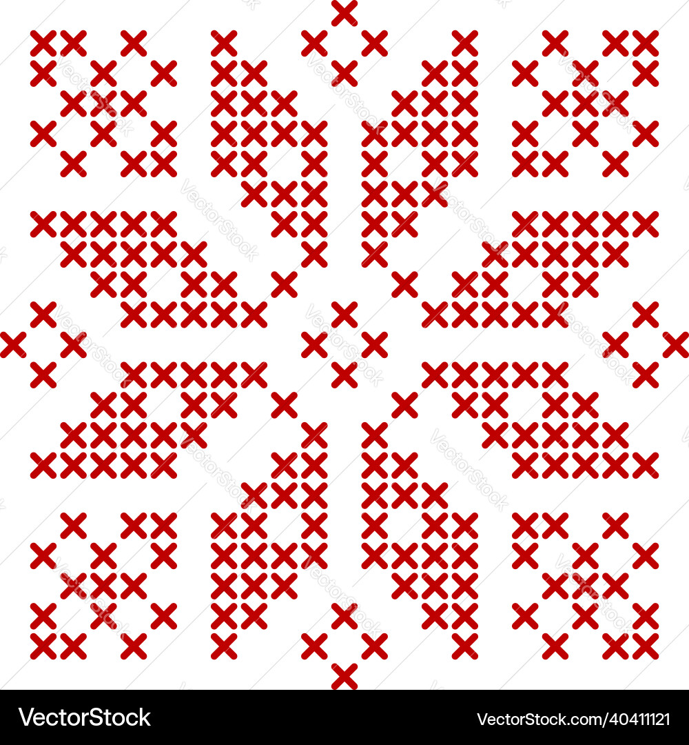 Scandinavian knitting pattern geometric redwork Vector Image