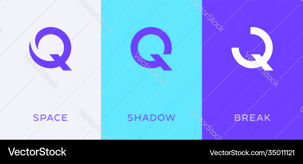 Set letter q minimal logo icon design template Vector Image