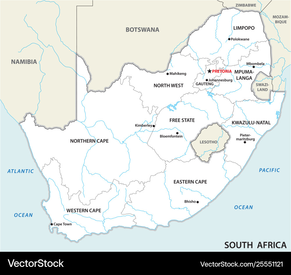South Africa Political Map Royalty Free Vector Image