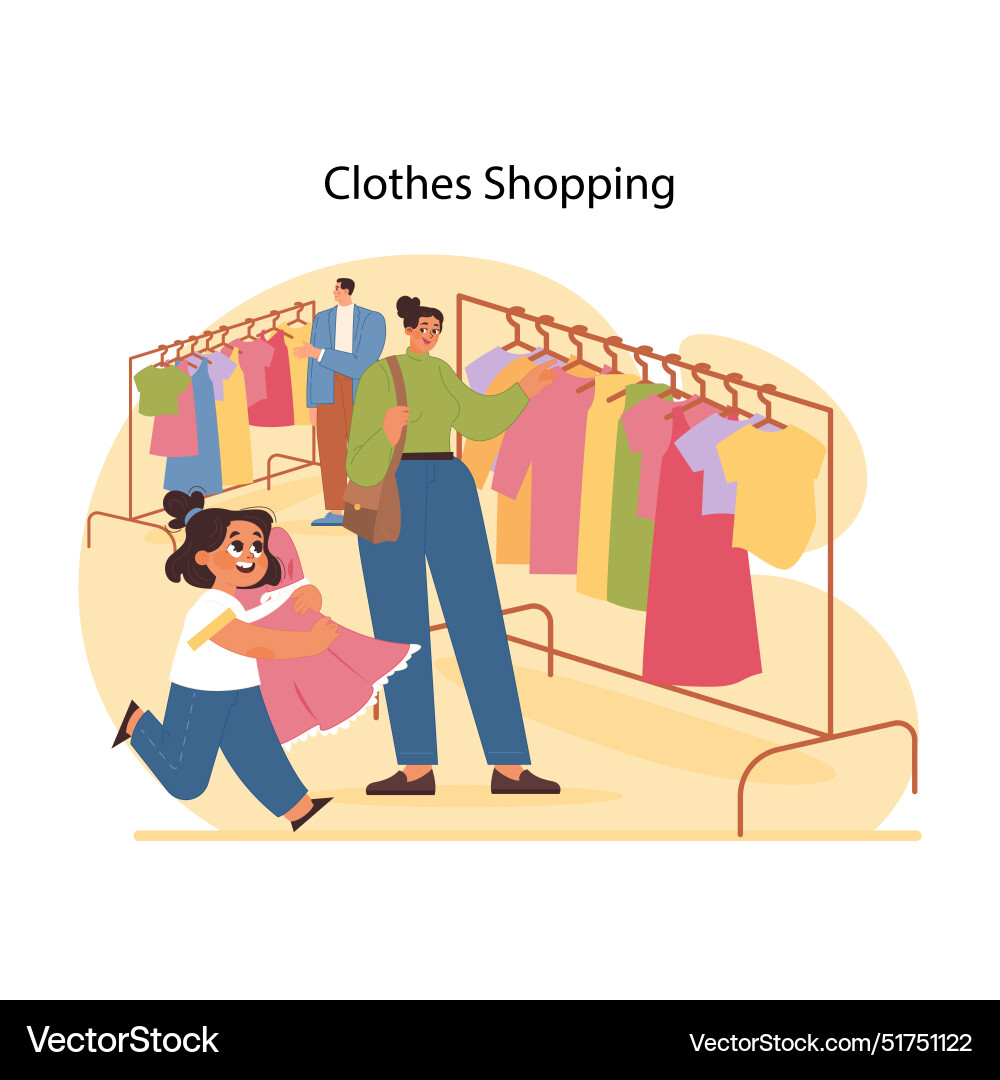 Clothes shopping concept flat Royalty Free Vector Image