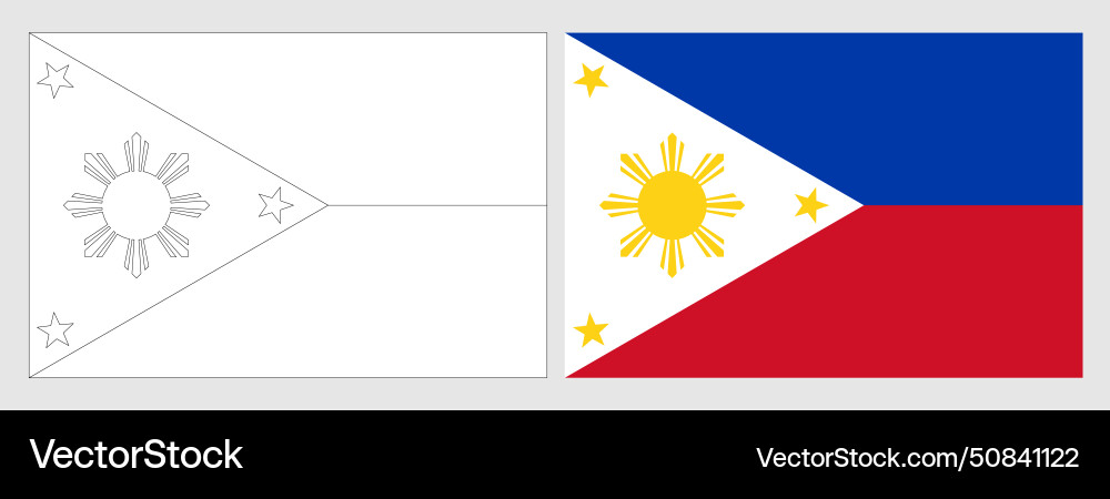 Coloring flag set of philippines Royalty Free Vector Image