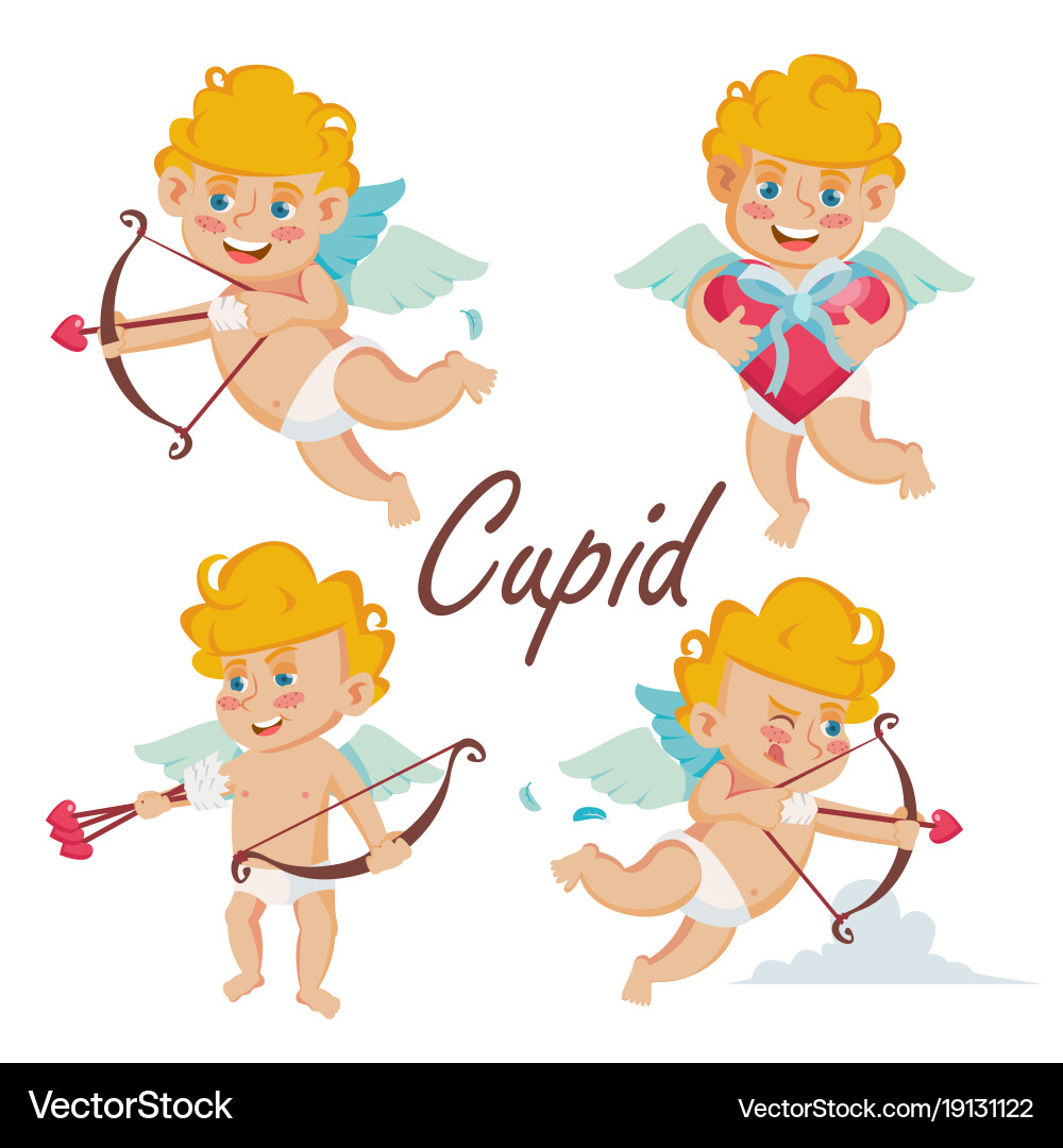Cupid set cupids bow in different Royalty Free Vector Image