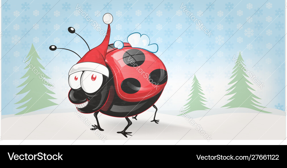 Cute lady bug christmas banner background Vector Image