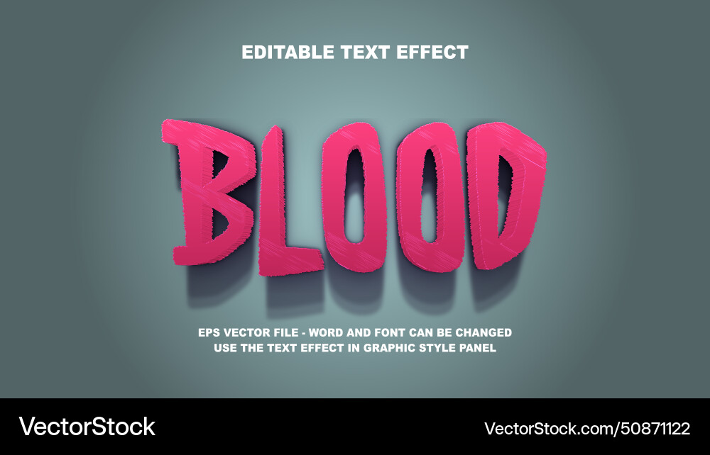 Editable text effect blood 3d template Royalty Free Vector