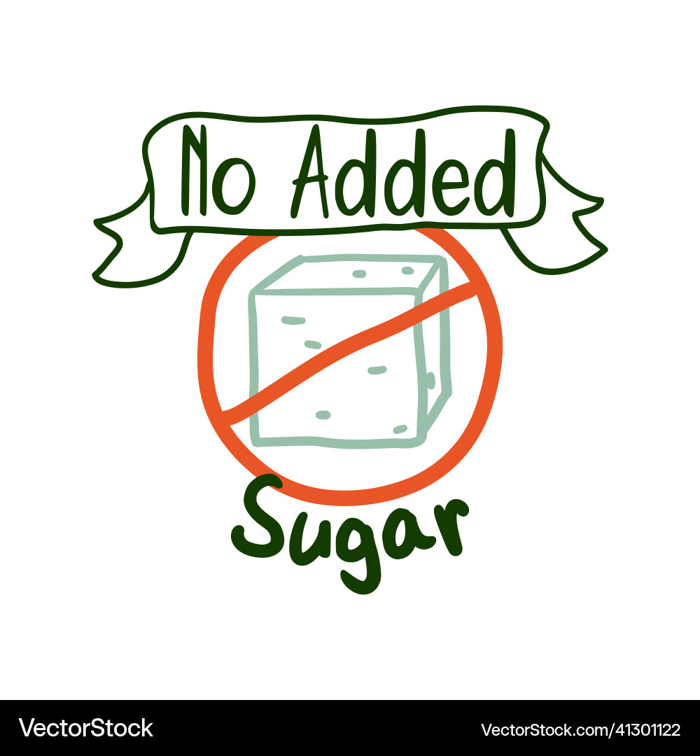No added sugar label quality sticker design Vector Image