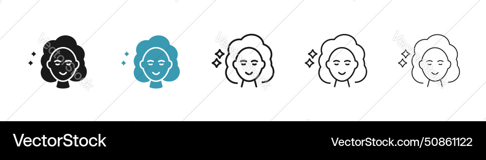 Skincare icon set face glow symbol beautiful Vector Image