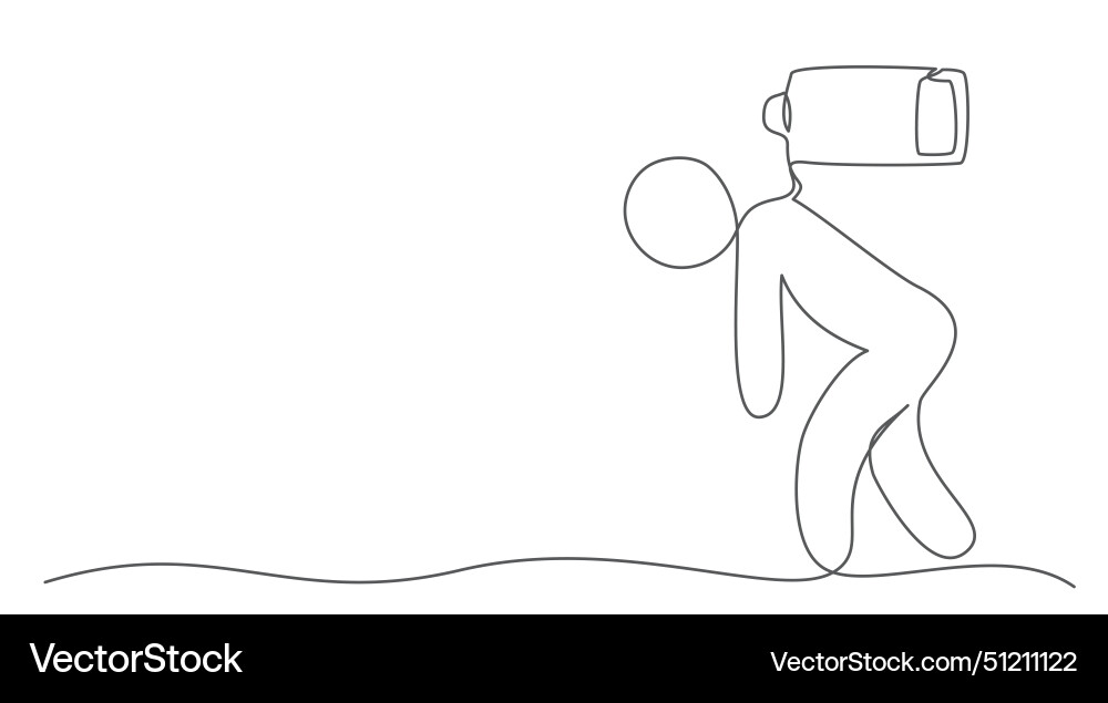 Tired one line drawing isolated on white Vector Image