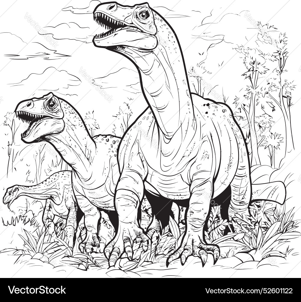 Triceratops trails dinosaur line art coloring Vector Image
