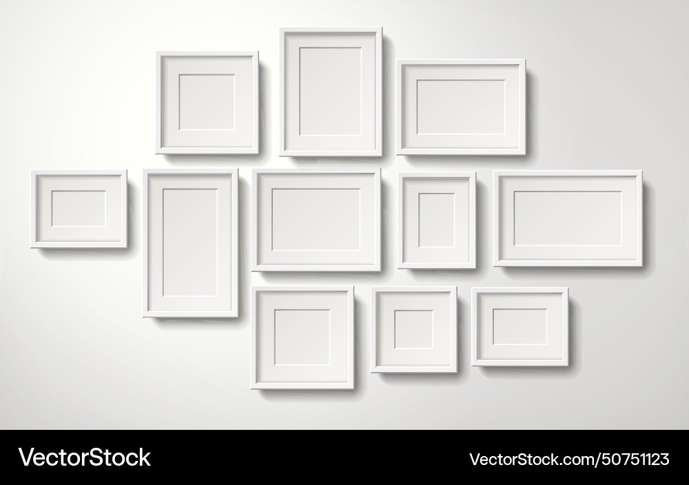 Blank white picture frames Royalty Free Vector Image