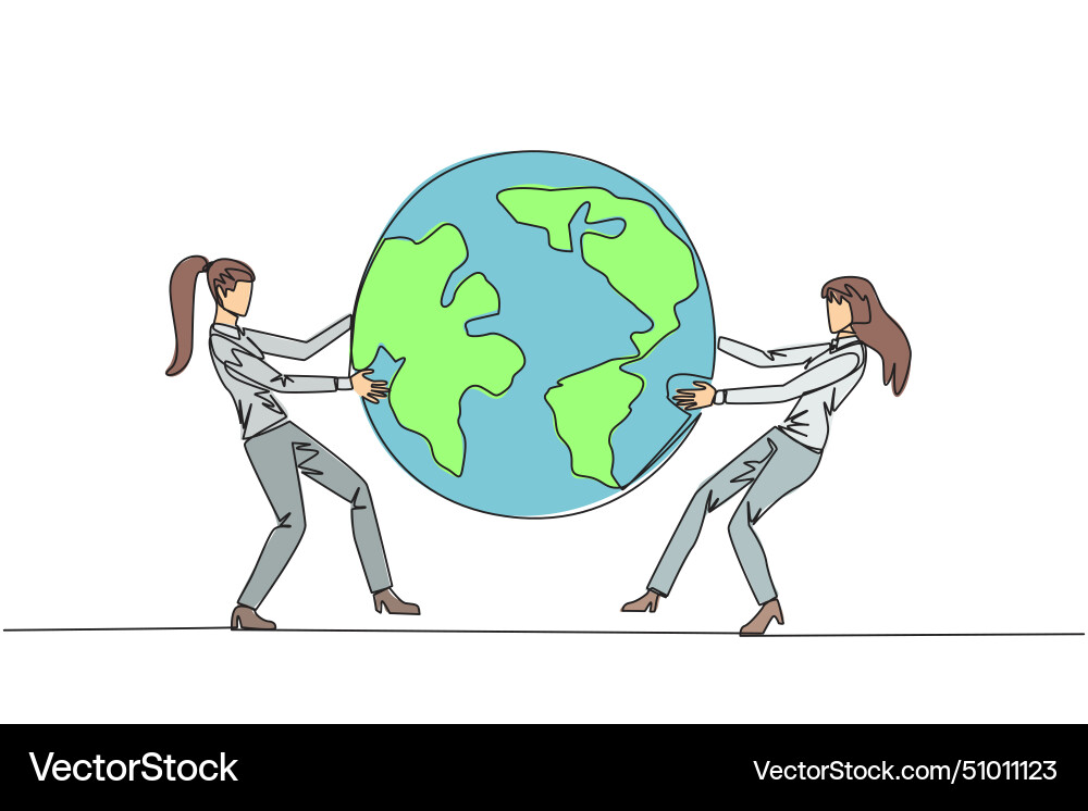 Continuous one line drawing two strong Royalty Free Vector