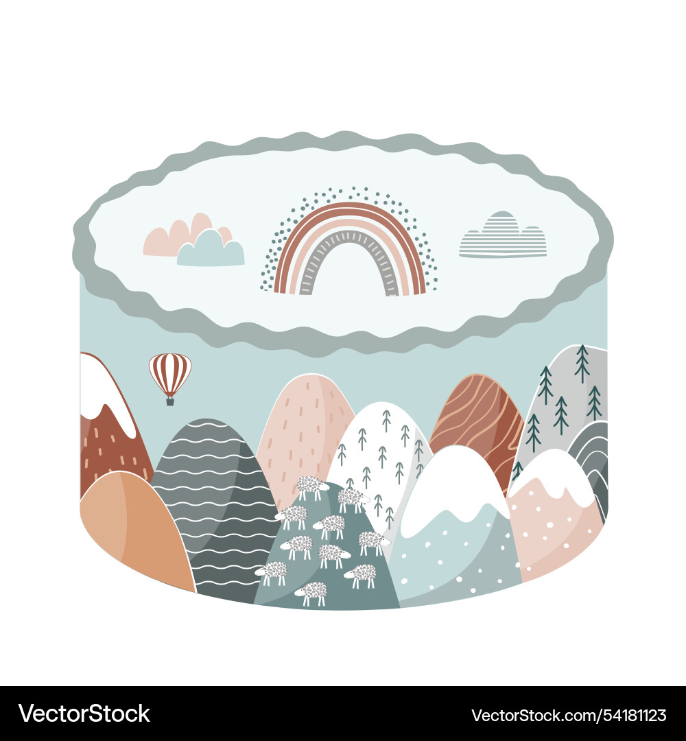 Cute bento cake decorated with abstract Royalty Free Vector