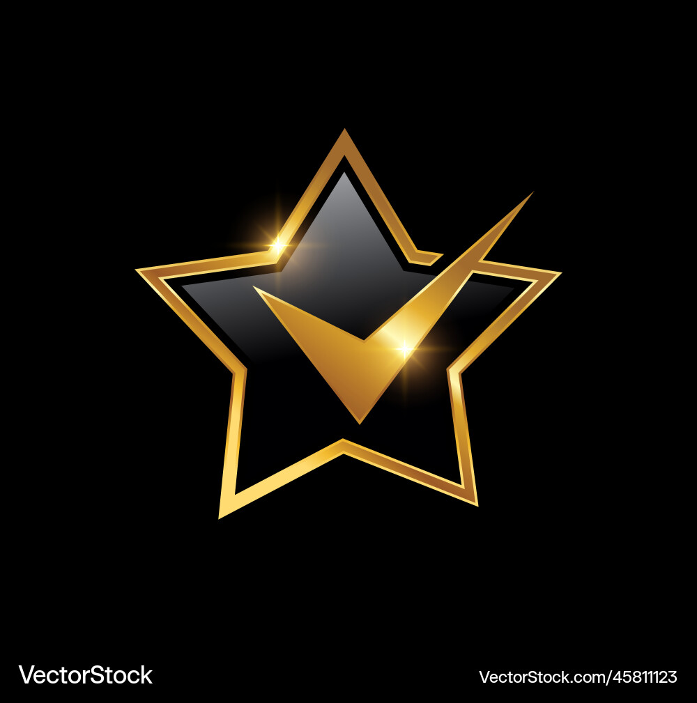 Golden check mark logo icon Royalty Free Vector Image