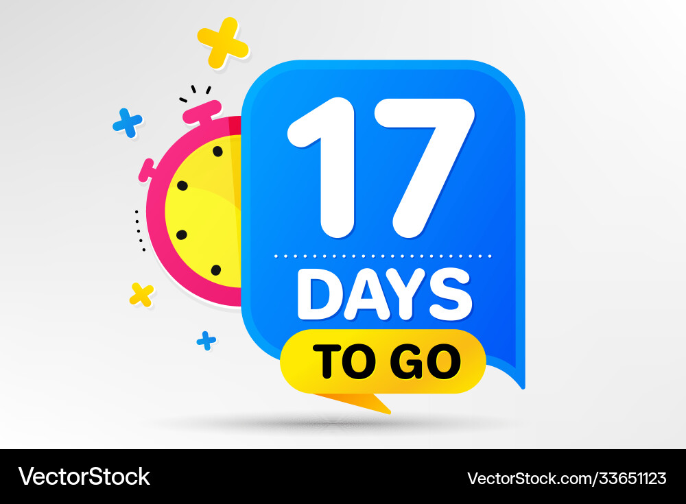 Seventeen days left icon 17 to go Royalty Free Vector Image