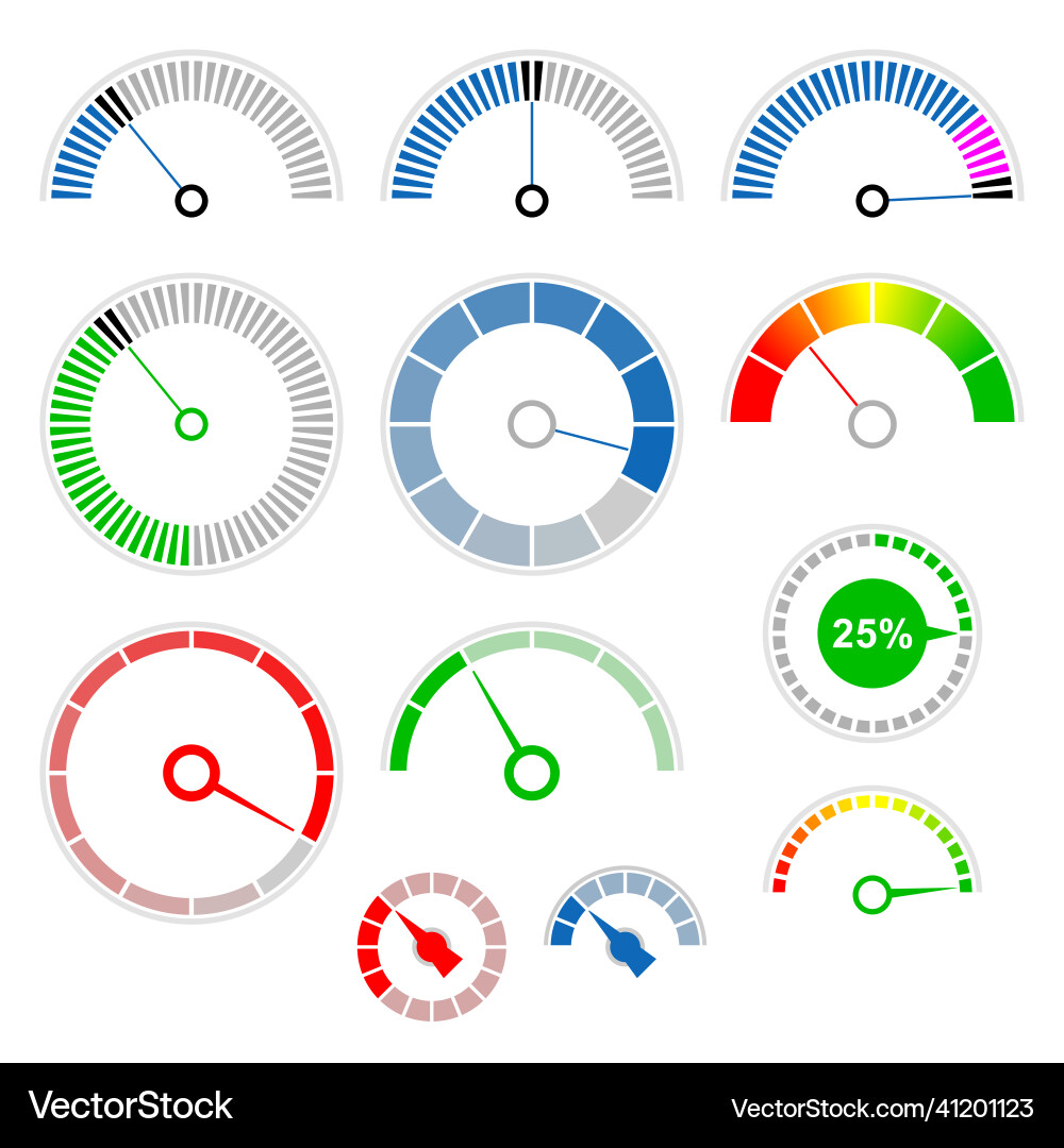 Speedometer & Gauge Icons Royalty Free Vector Image
