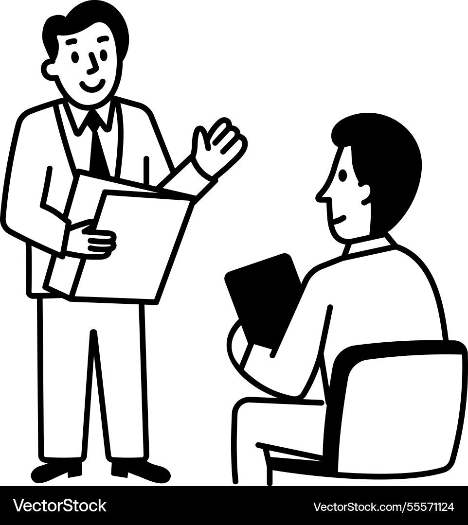 A boss giving instructions to employee doodle sty Vector Image