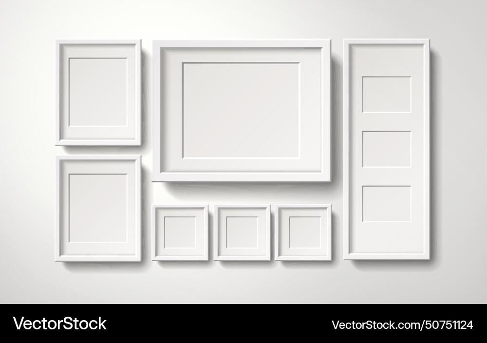 Blank white picture frames Royalty Free Vector Image