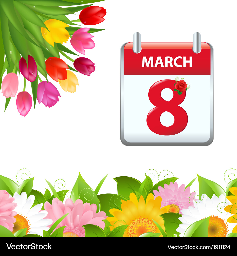 Calendar and flower border Royalty Free Vector Image