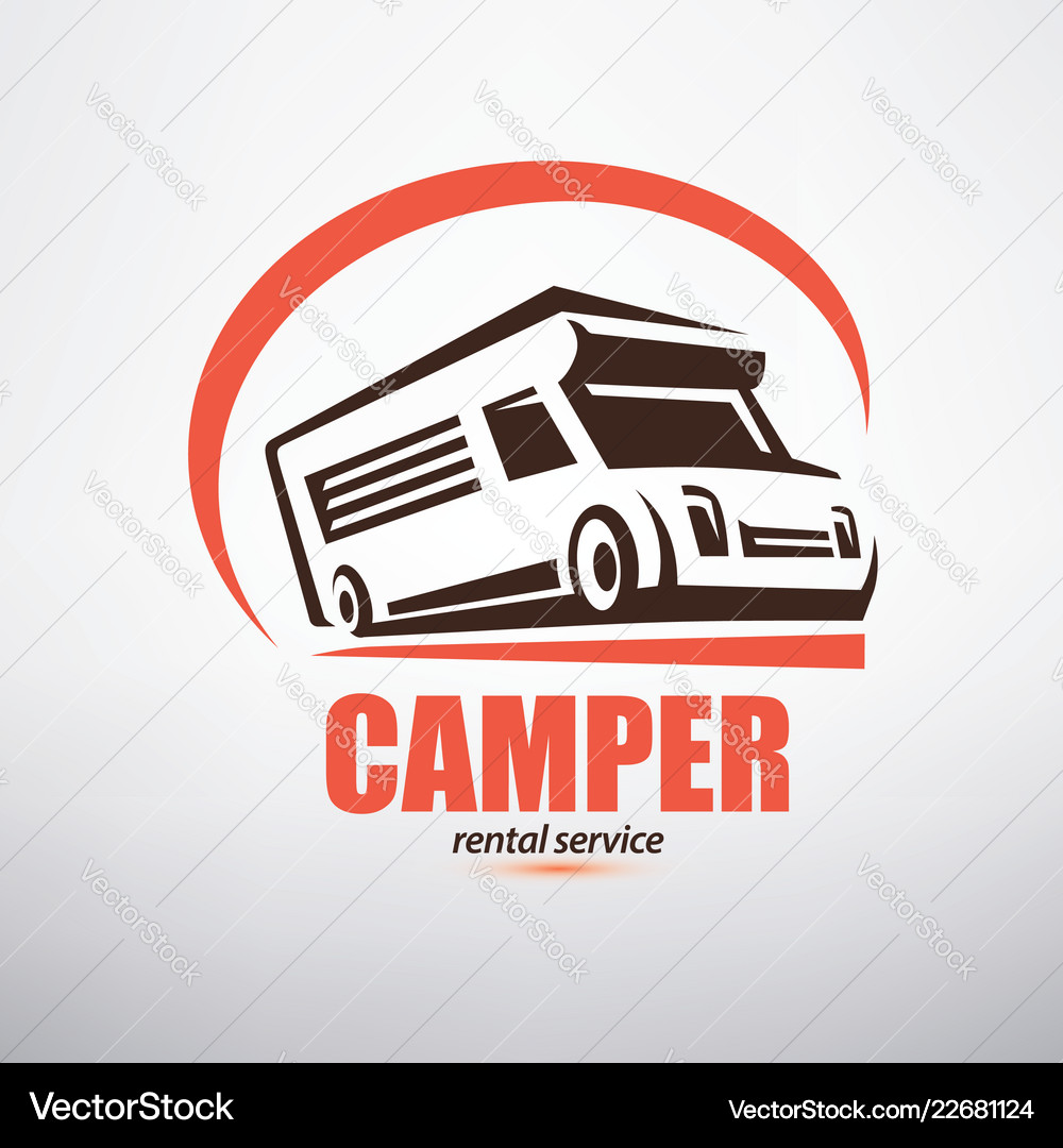 Camper van logo template stylized symbol Vector Image