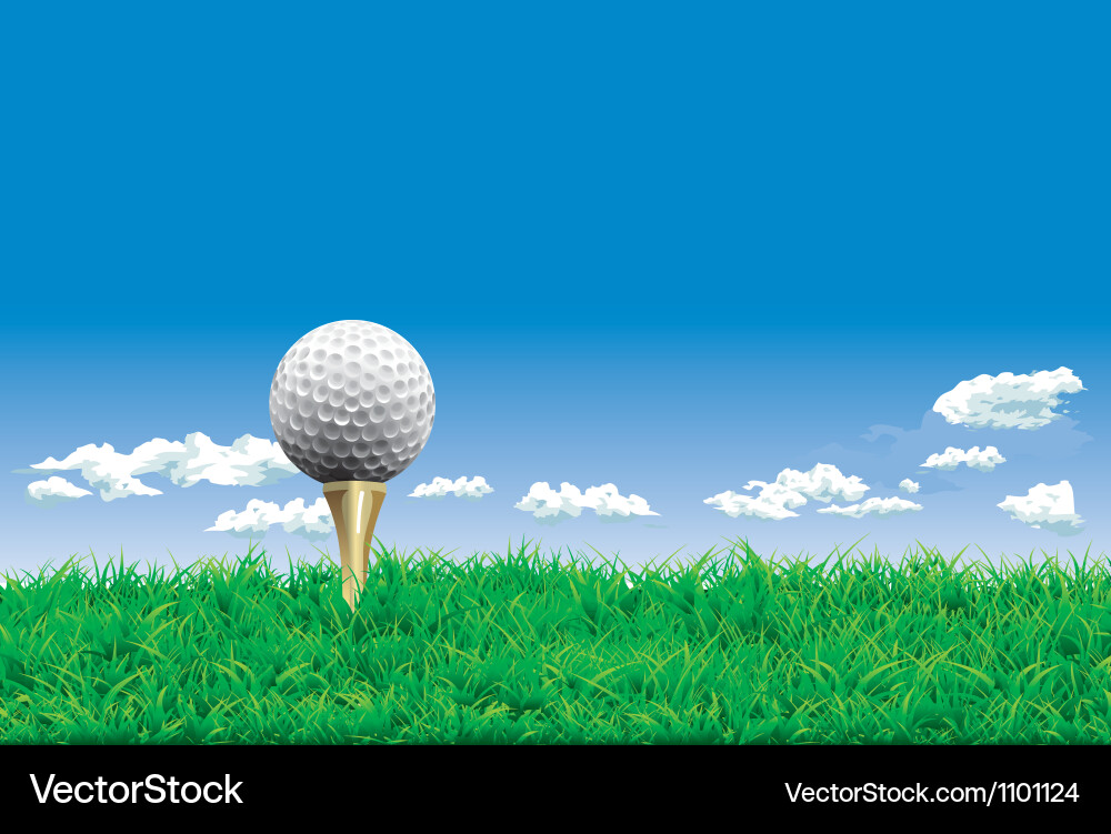 Golf ball on a tee simple background Royalty Free Vector