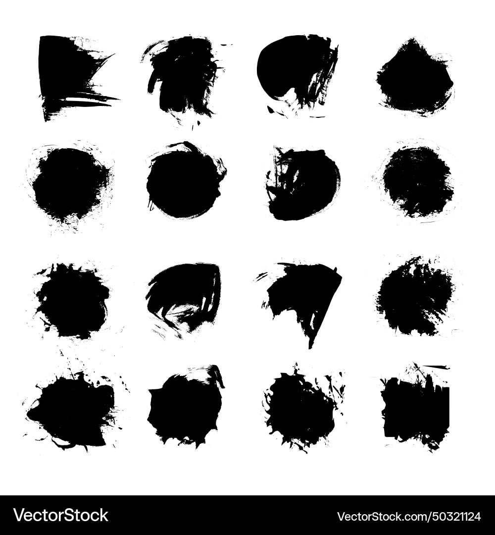 Grunge paint brush strokes elements set Royalty Free Vector