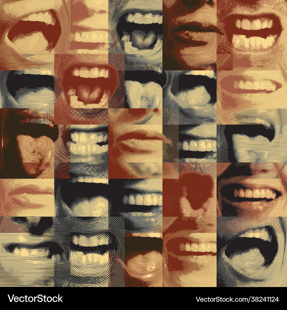 Human Mouth Pattern - Diverse Emotions Royalty Free Vector