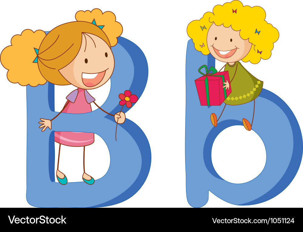 Kids in the letters series Royalty Free Vector Image