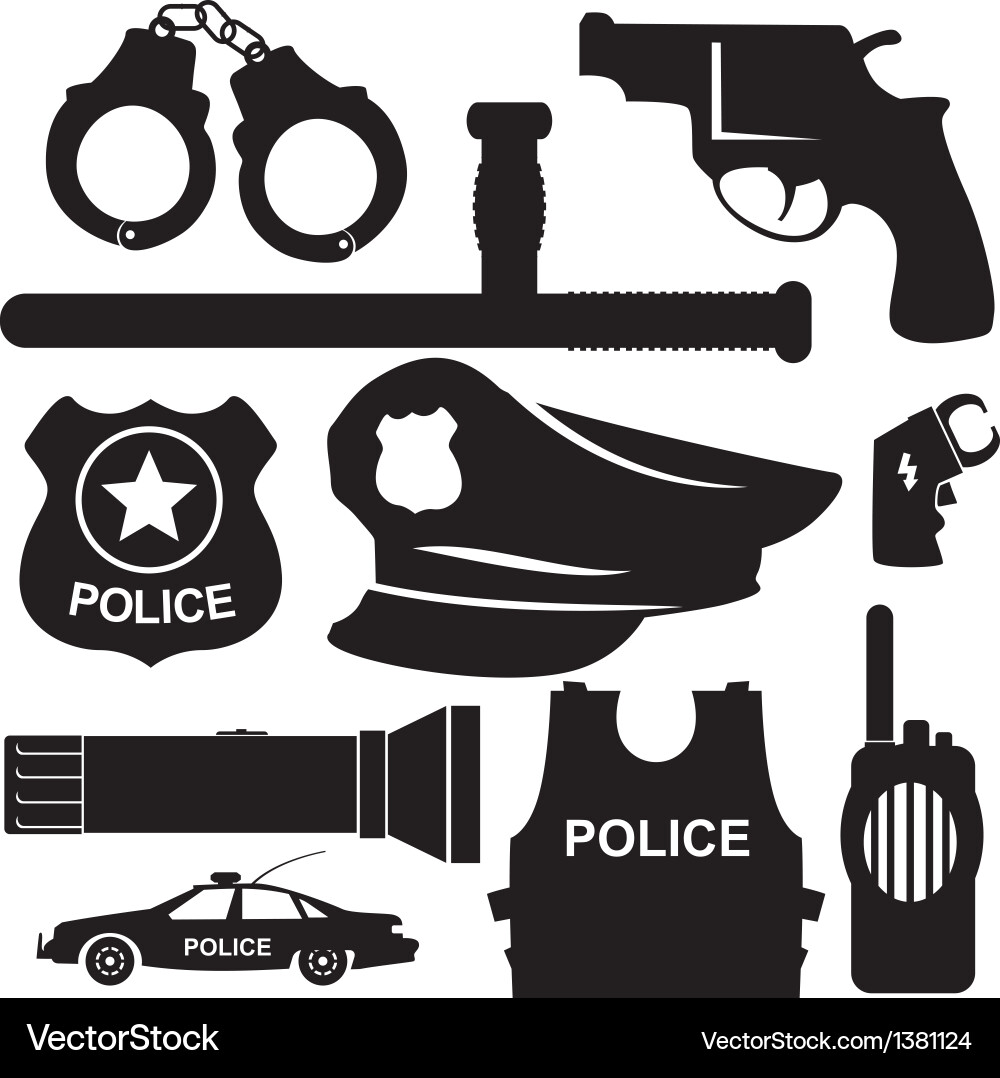 Police equipment set Royalty Free Vector Image