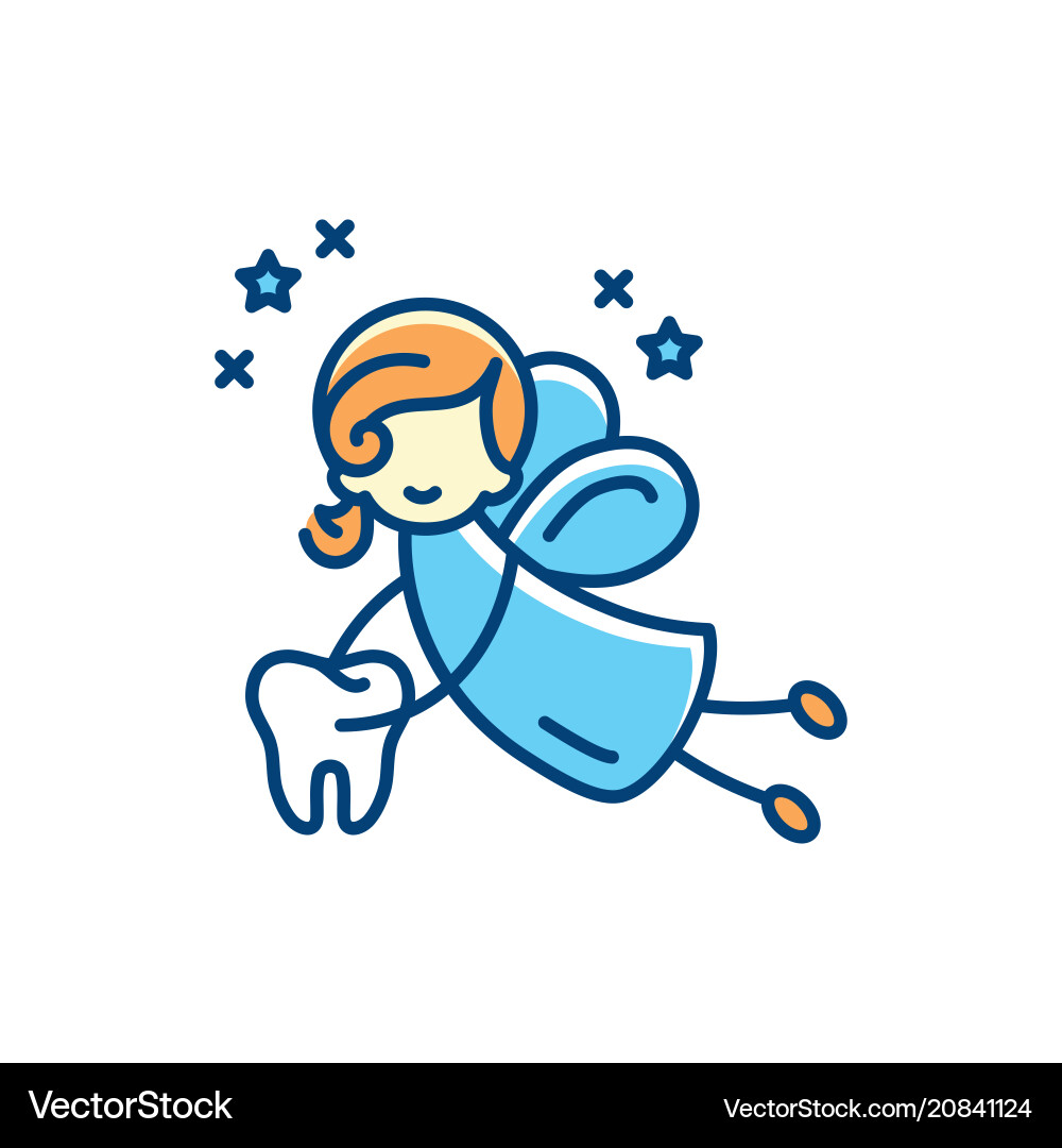 Tooth fairy icon flat thin Royalty Free Vector Image