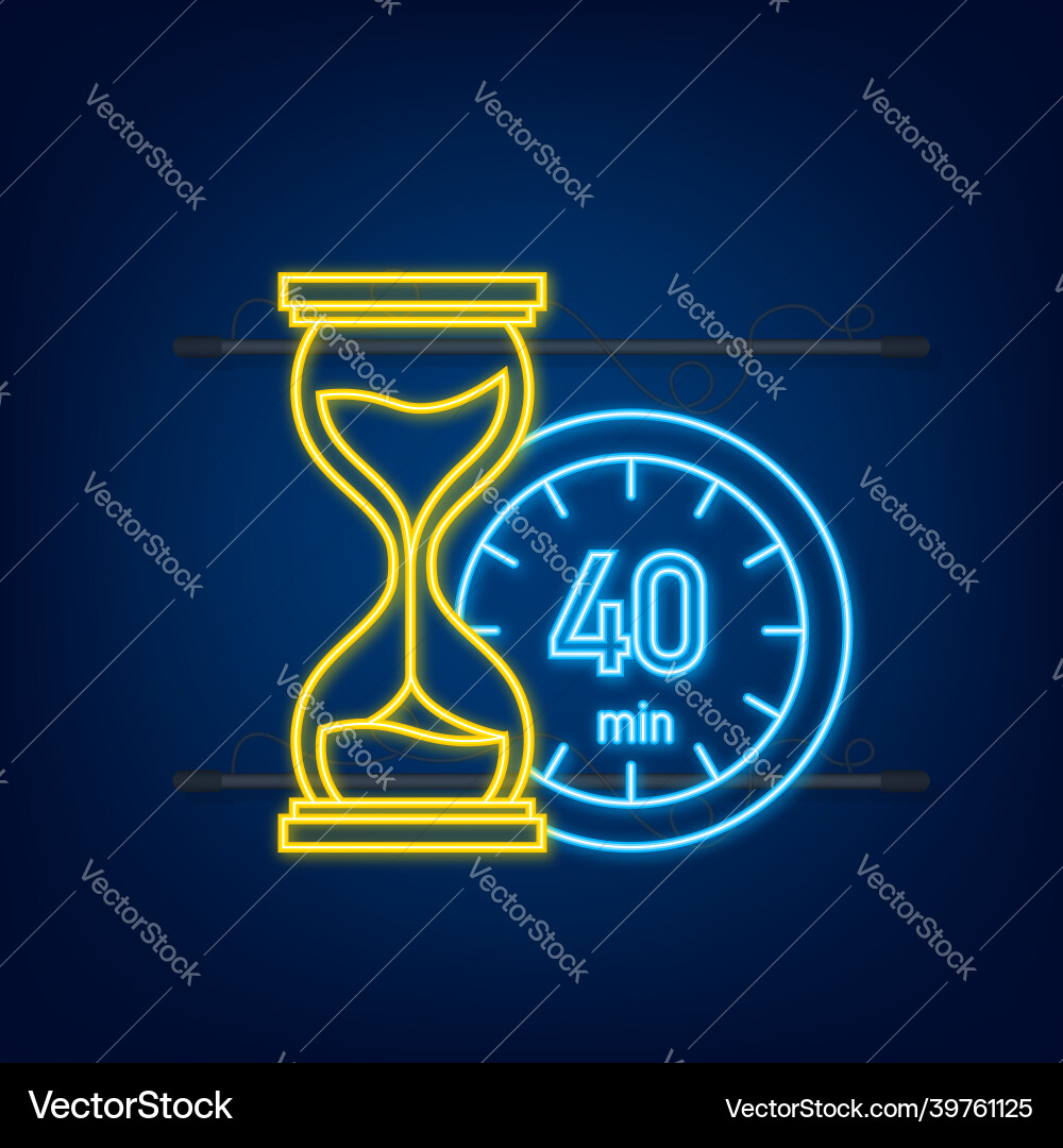 40 minutes stopwatch neon icon Royalty Free Vector Image