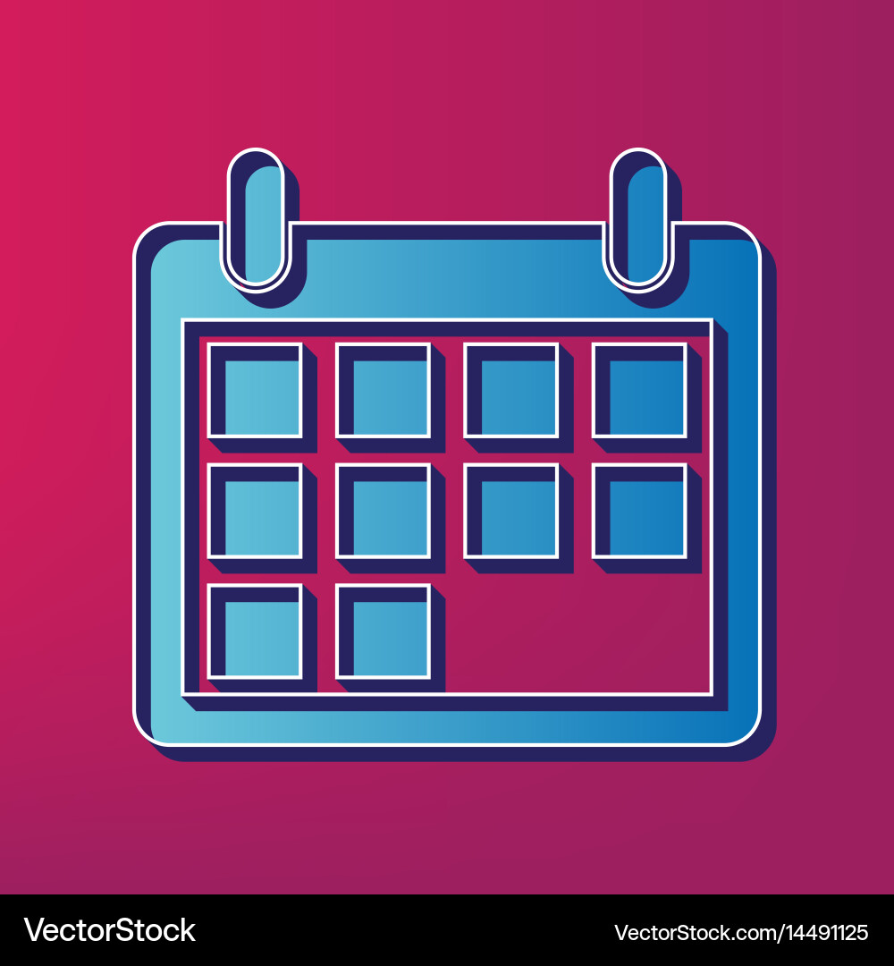 Calendar sign blue 3d Royalty Free Vector Image