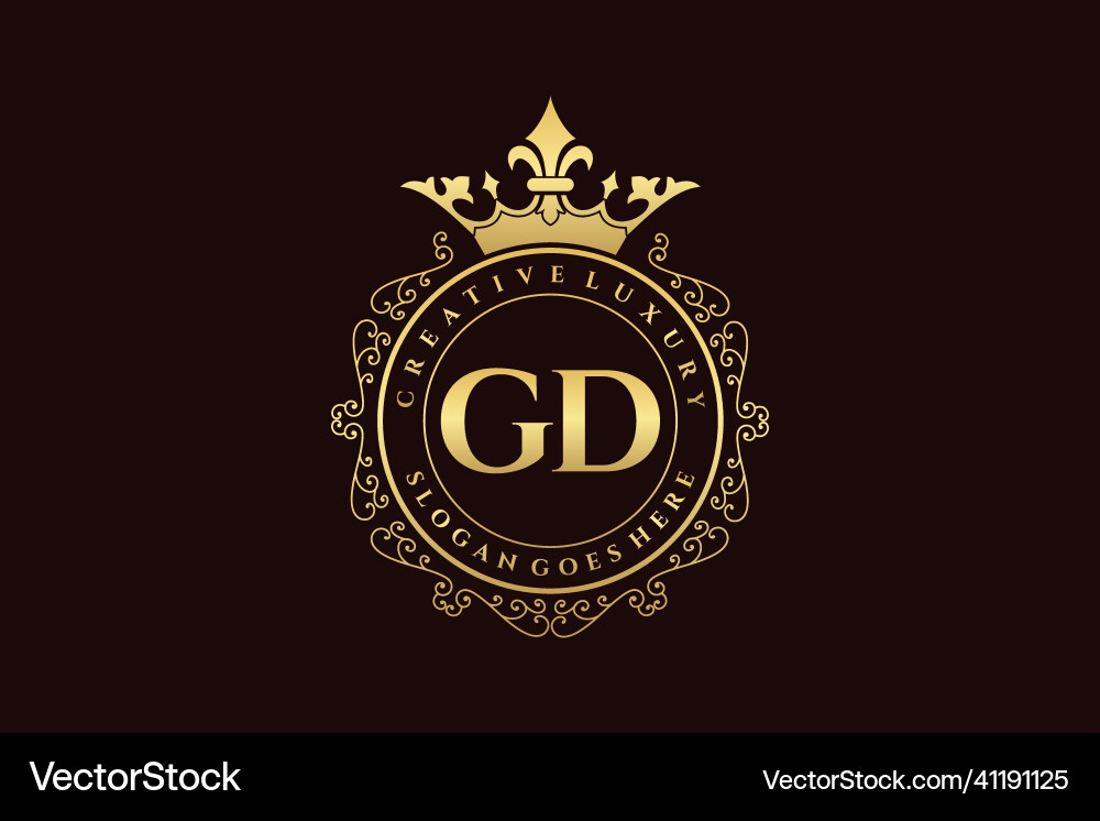 Gd initial letter luxury calligraphic feminine Vector Image