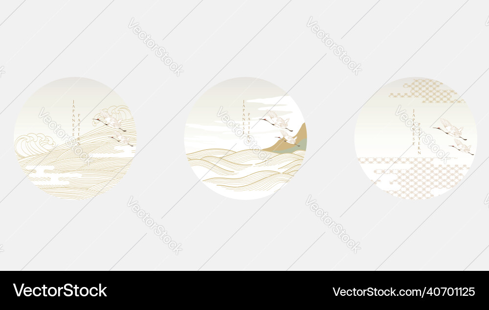Japanese background with hand drawn line wave Vector Image