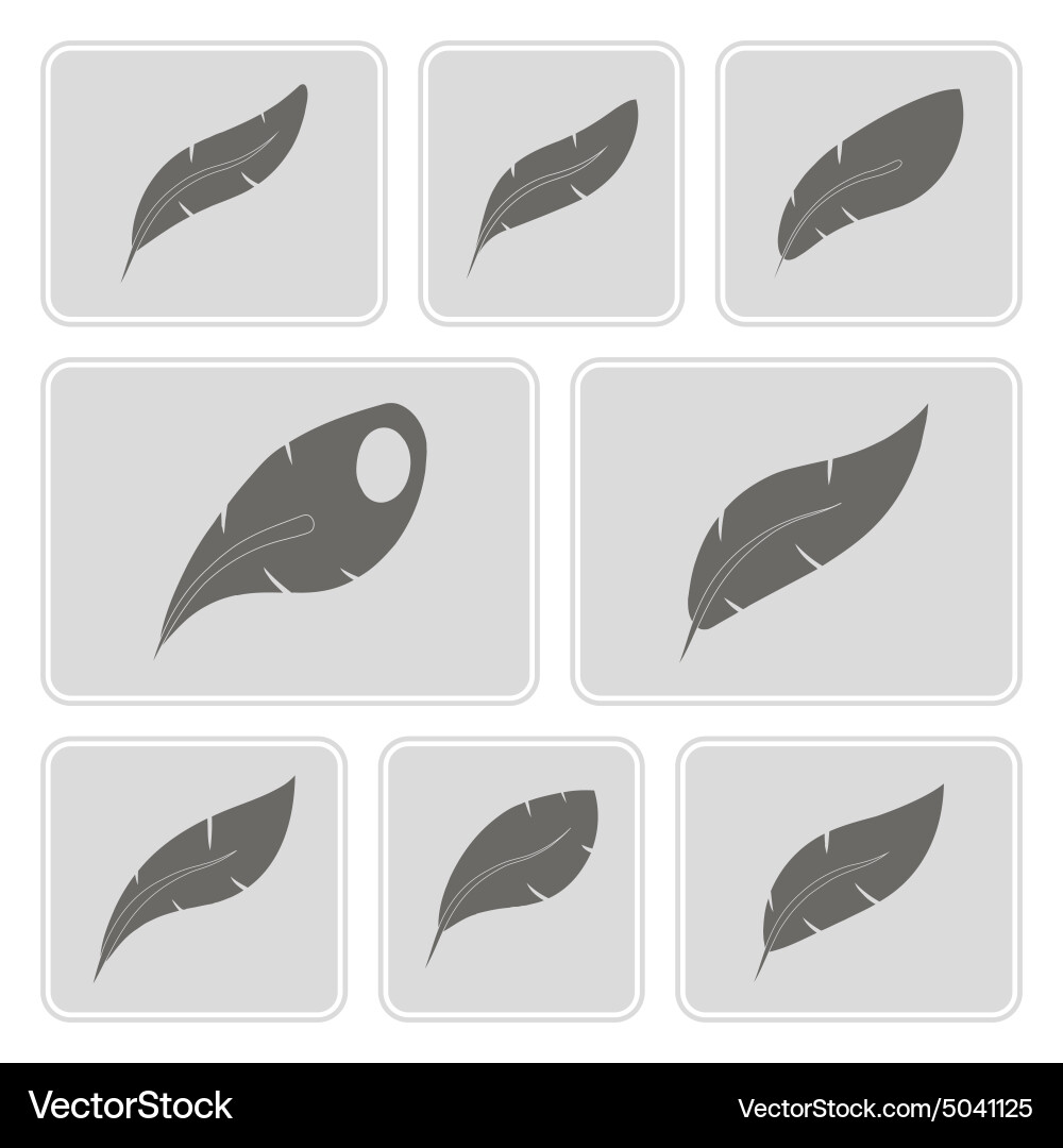 Monochrome Icons mit Federn Lizenzfreies Vektorbild