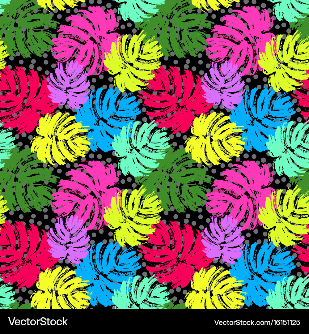 Palm leaves summer funky seamless pattern Vector Image