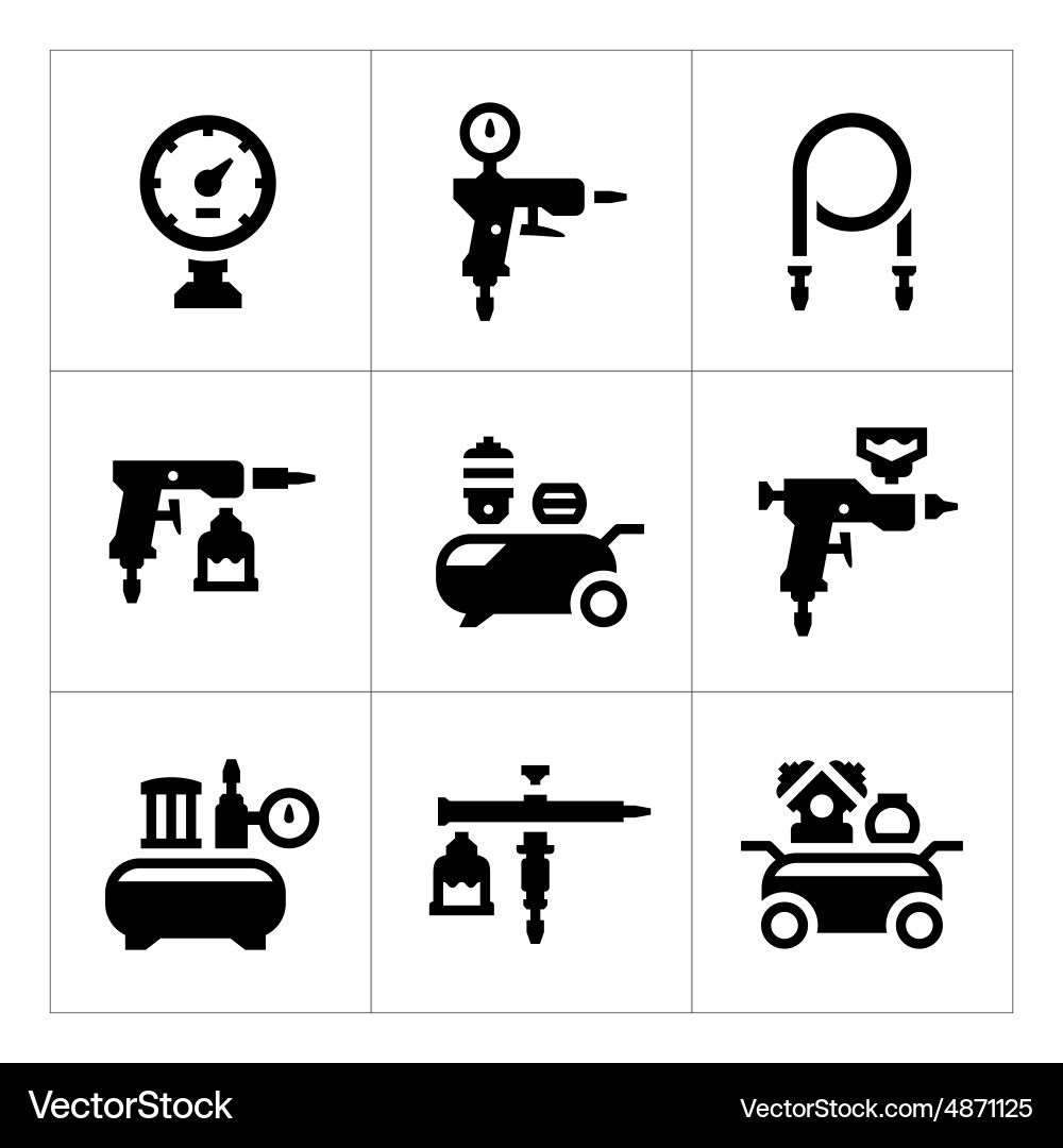 Set icons of compressor and accessories Royalty Free Vector