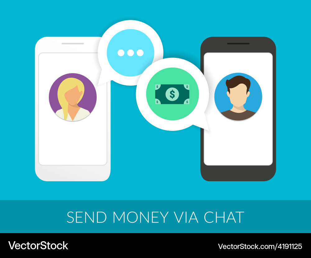 Transferring money via chat Royalty Free Vector Image