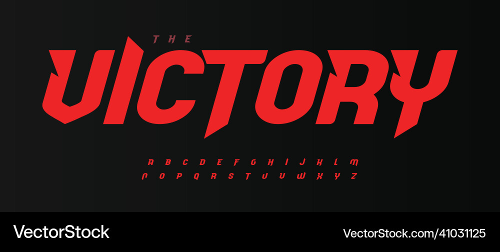 Victory bold font red italic speed alphabet Vector Image