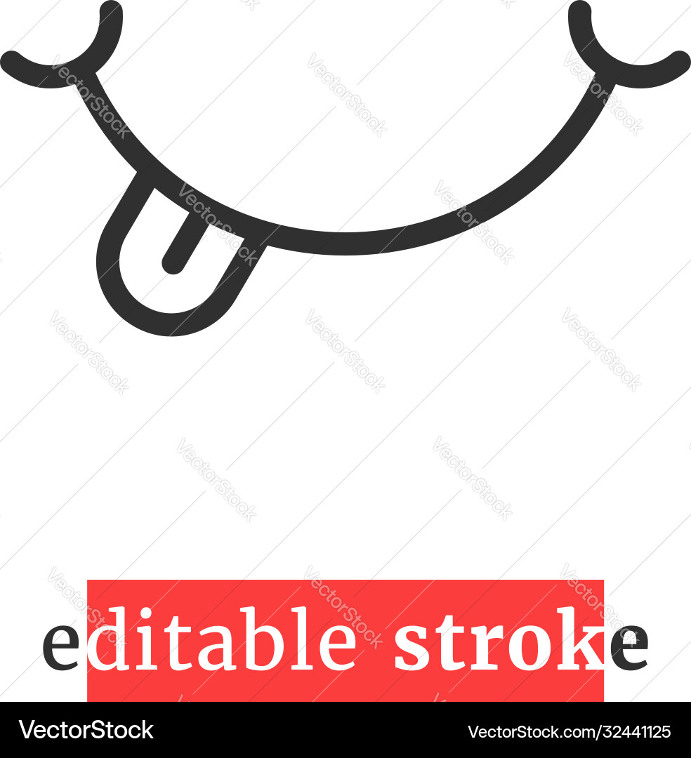 Yummy Face Icon - Editable Stroke Royalty Free Vector Image