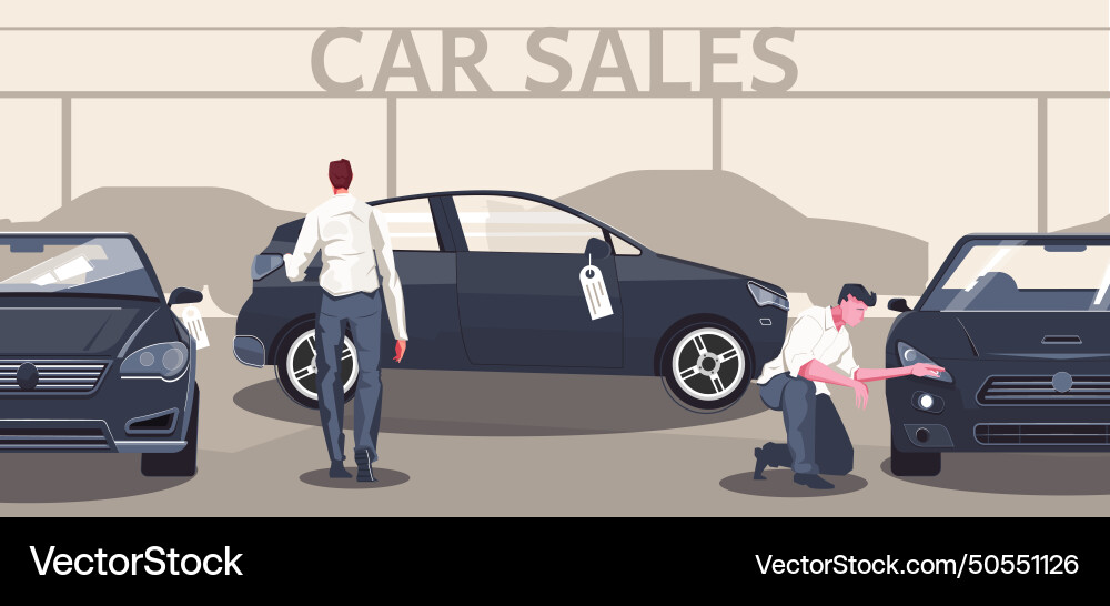 Car sales flat composition Royalty Free Vector Image